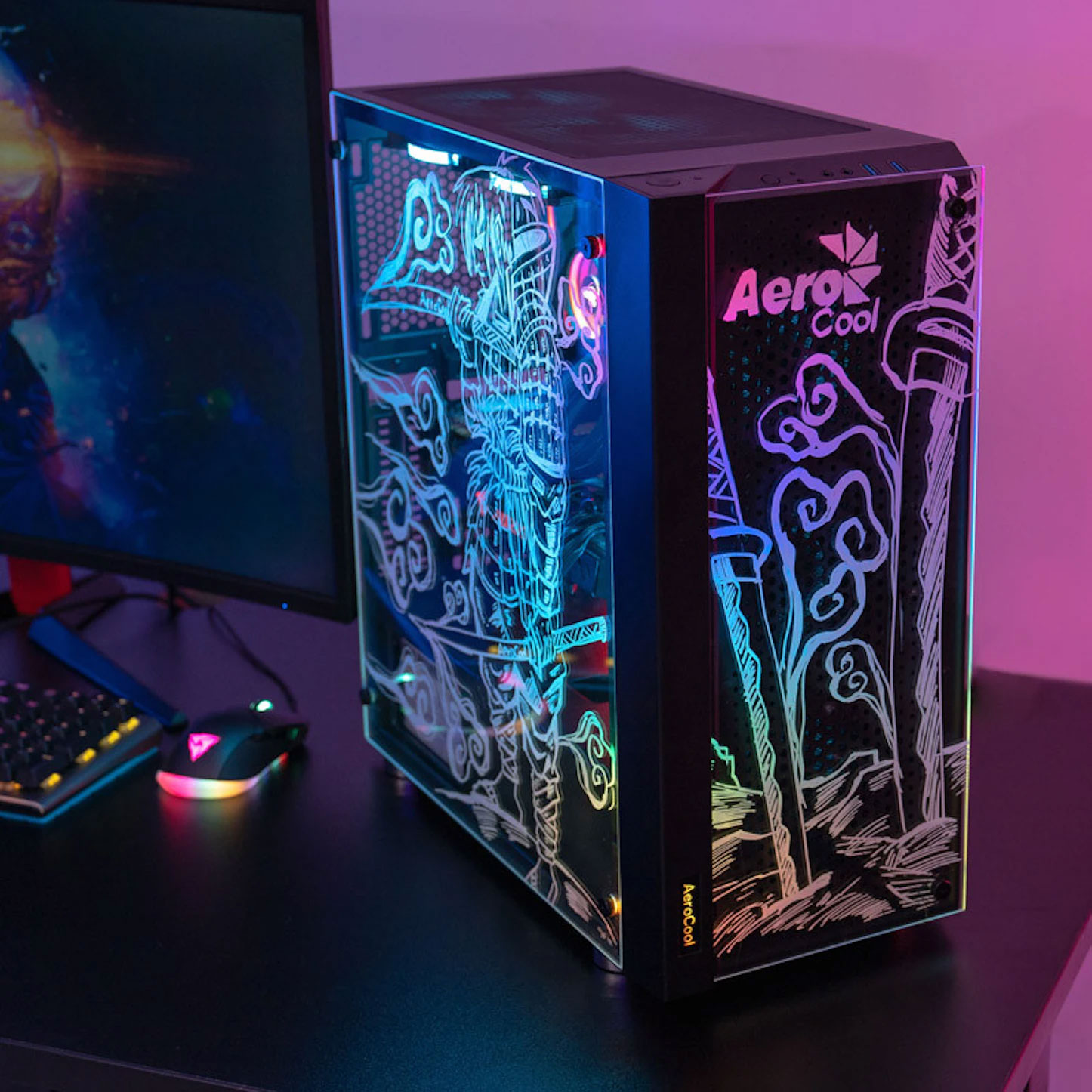 Kustom PCs - Aerocool Skribble ARGB Mid Tower with Glass Illumination and Paint Pen
